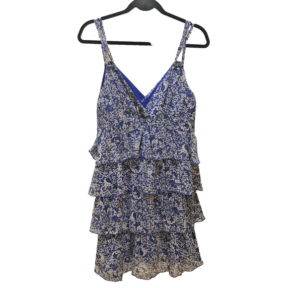 VENUS | Dresses | Venus Blue Halter Neck Sundress Medium Tiered Ruffle ...